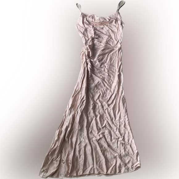 Zara | Dresses | Zara Blush Pink Poly Satin Bias Cut Spaghetti Strap ...